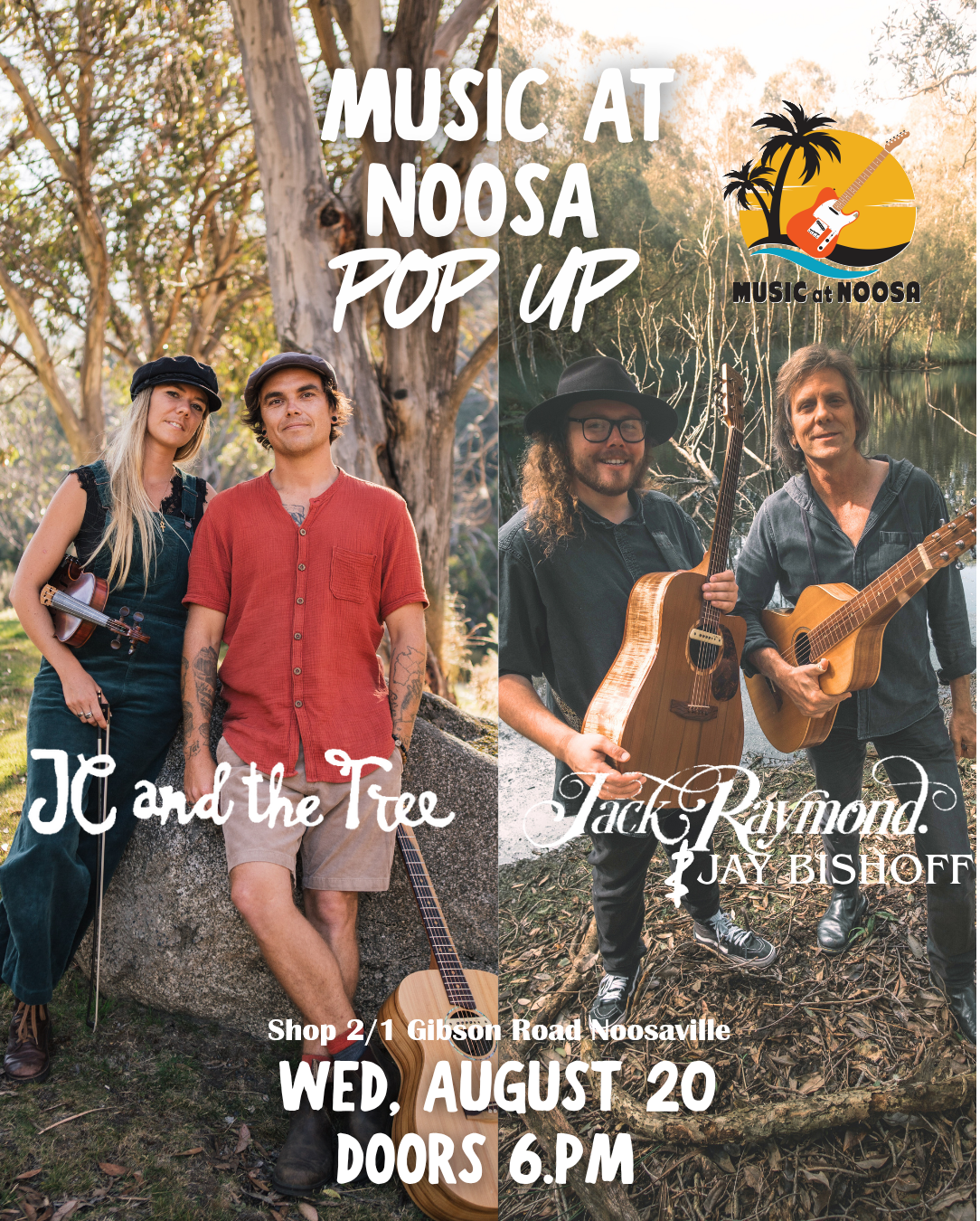JC and the Tree, Jack Raymond, and Jay Bishoff Pop Up Gig – Music at Noosa